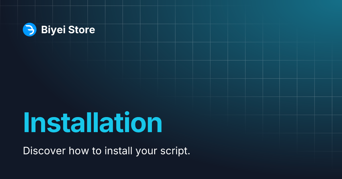 Installation | Biyei Store